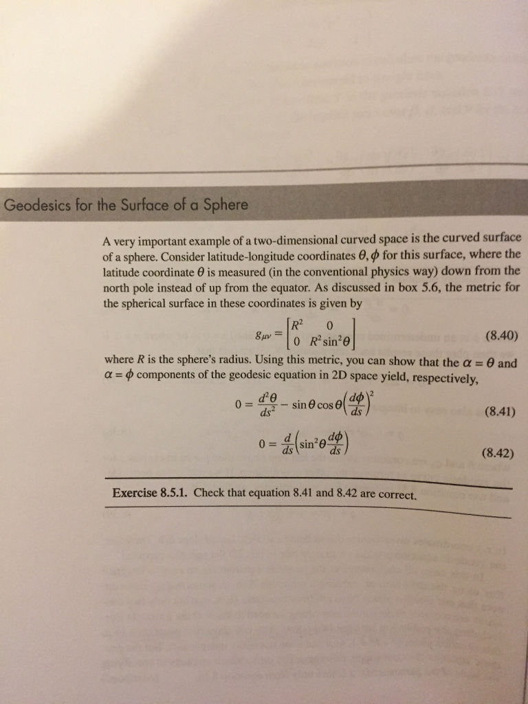 Geodesics for the Surface of a Sphere A very | Chegg.com