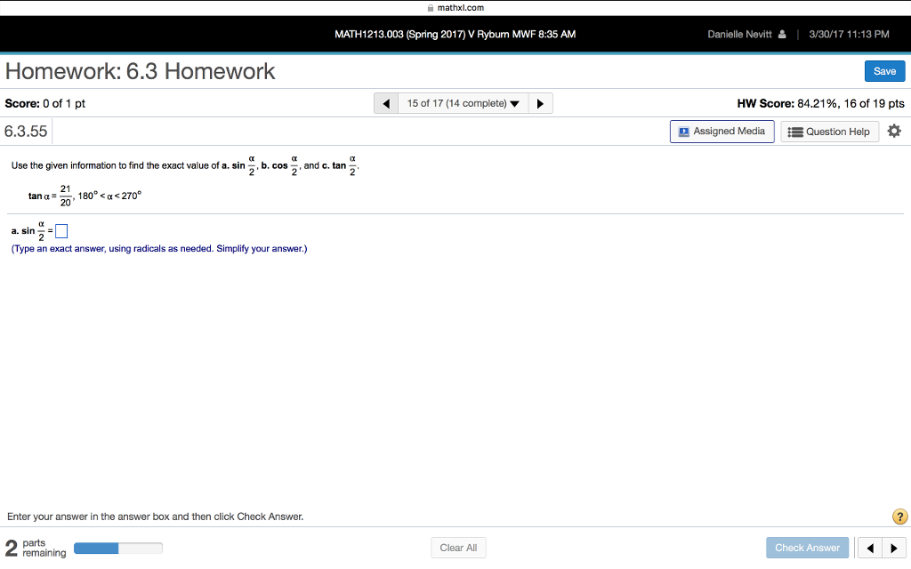 Solved Use the given information to find the exact value of | Chegg.com