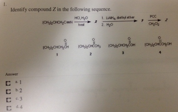 Solved Identify compound Z in the following sequence. | Chegg.com