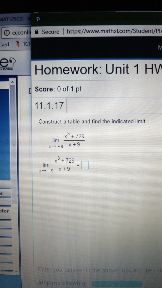 Solved Construct a table and find the indicated limit. lim_ | Chegg.com