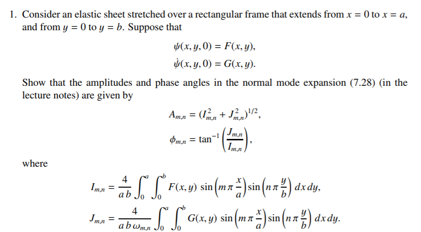 I. Consider an elastic sheet stretched over a | Chegg.com