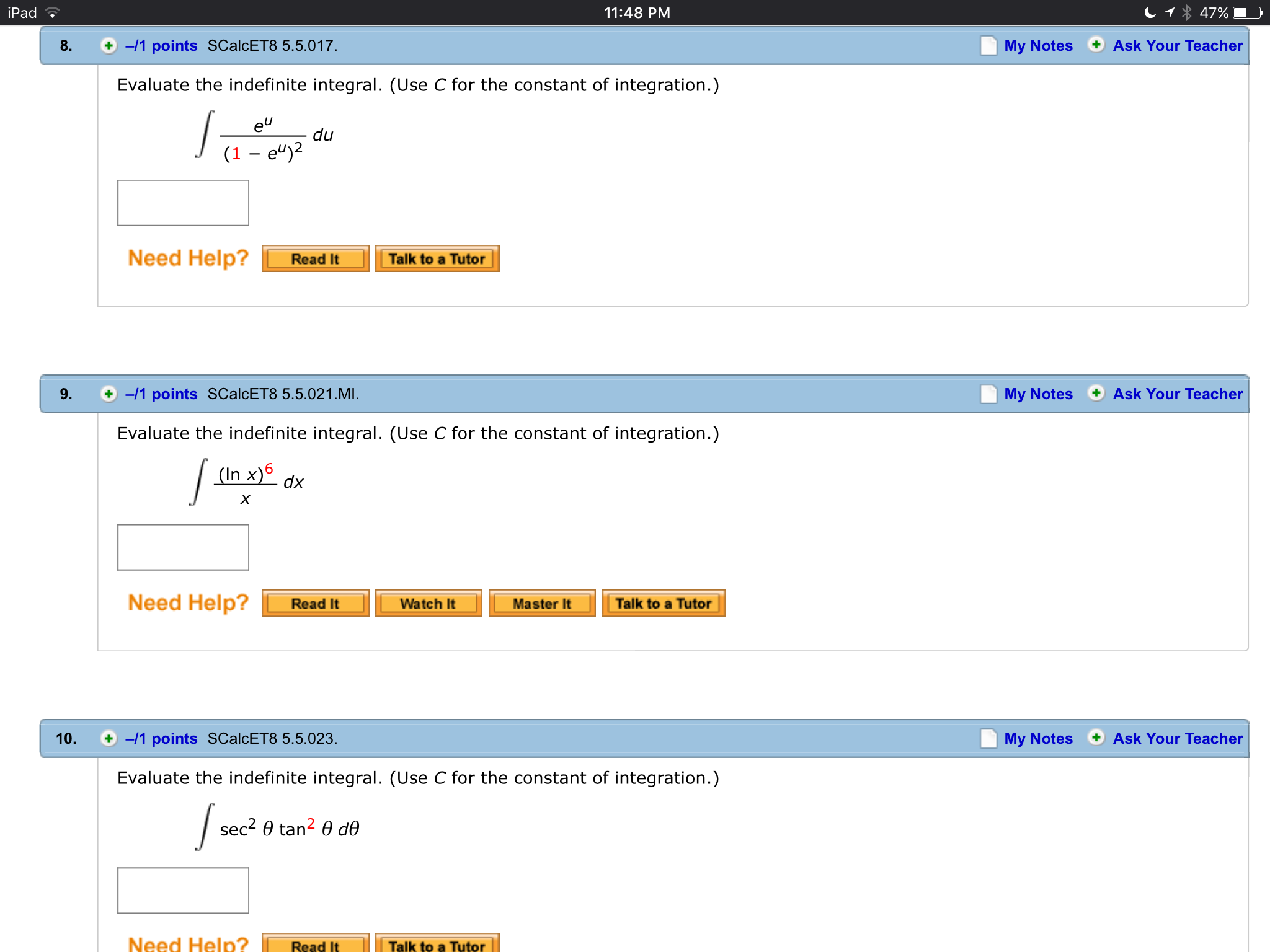 Solved Evaluate the indefinite integral. (Use C for the | Chegg.com