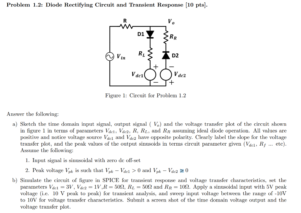 Solved Problem 1.2: Diode Rectifying Circuit and Transient | Chegg.com