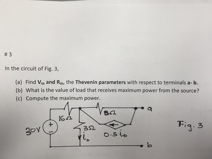 Solved #3 In the circuit of Fig. 3, (a) Find Vth and Rth, | Chegg.com