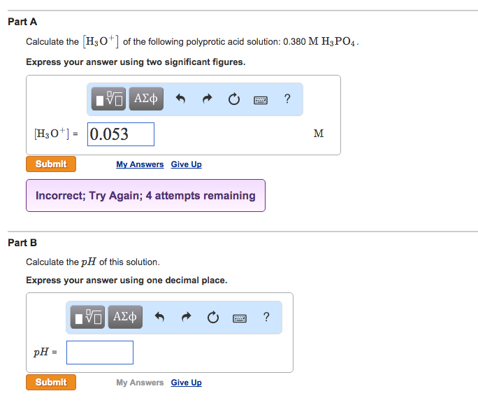 Solved Part A Calculate the [H3O+] of the following | Chegg.com