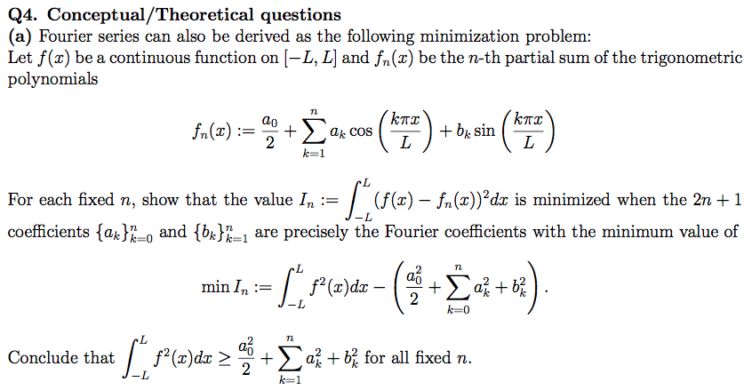 Solved Q4. Conceptual/Theoretical questions (a) Fourier | Chegg.com