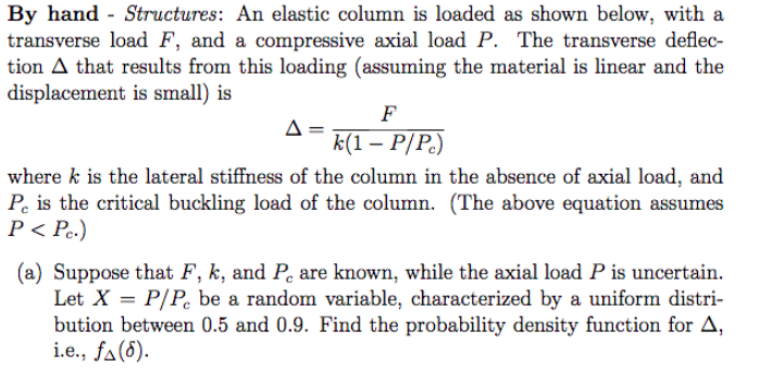 Solved By hand - Structures: An elastic column is loaded as | Chegg.com