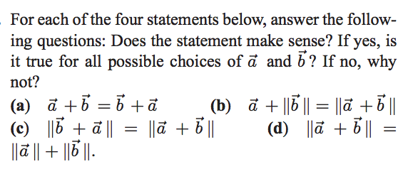 Solved For each of the four statements below, answer the | Chegg.com