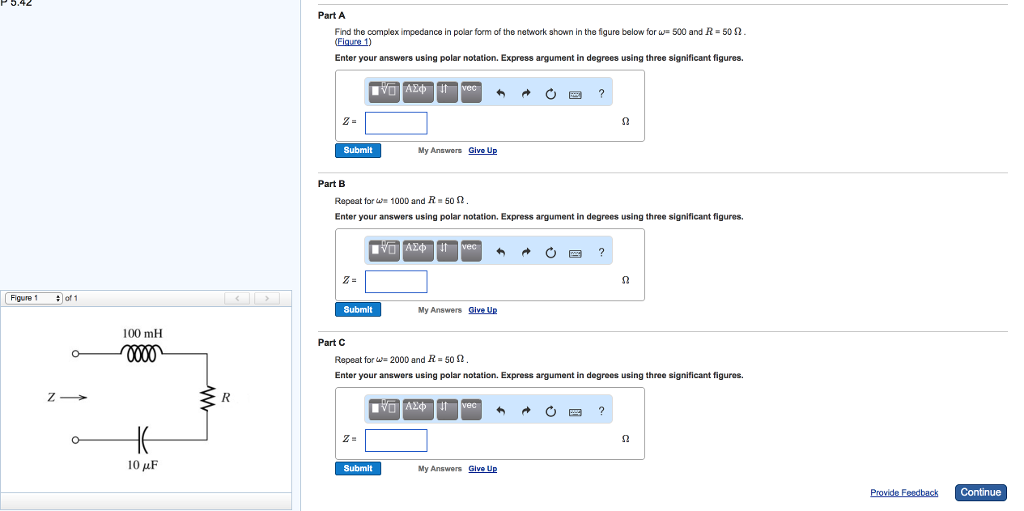 Solved Find the complex impedance in polar form of the | Chegg.com