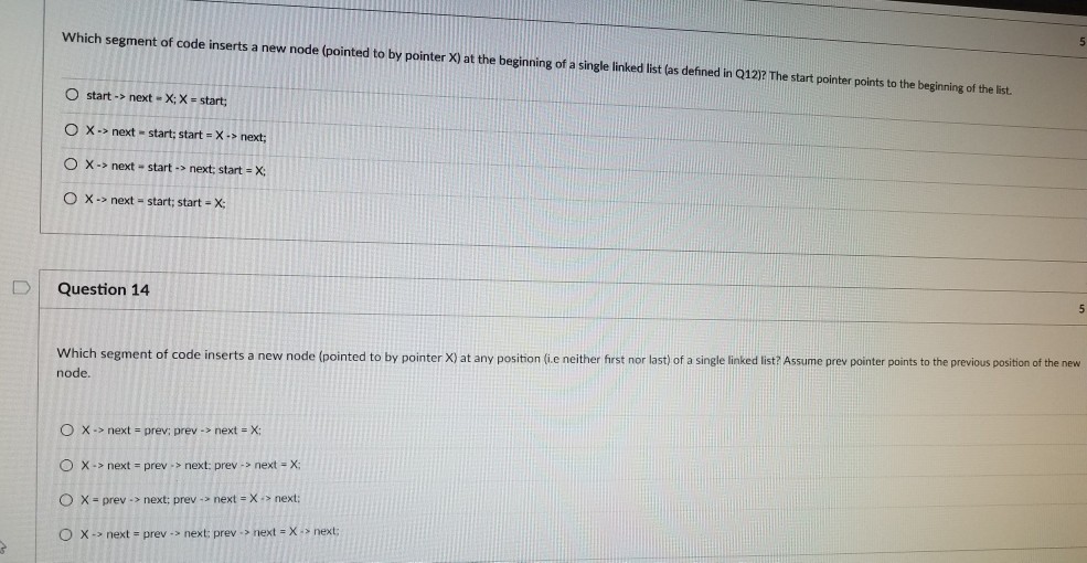 Solved Which segment of code inserts a new node (pointed to | Chegg.com