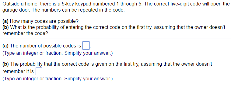 Solved Outside a home, there is a 5-key keypad numbered 1 | Chegg.com