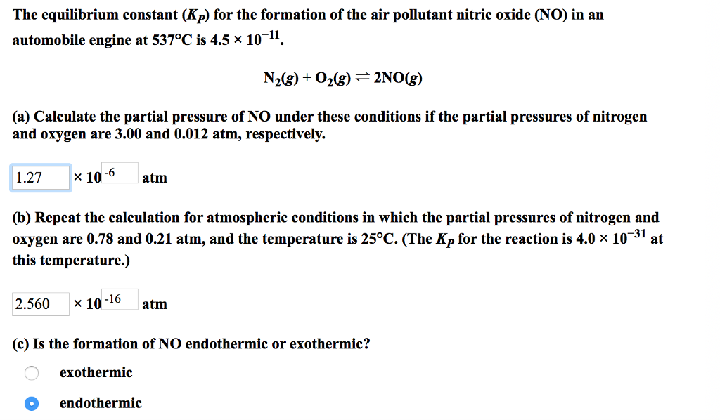 Solved The equilibrium constant (KP) for the formation of | Chegg.com