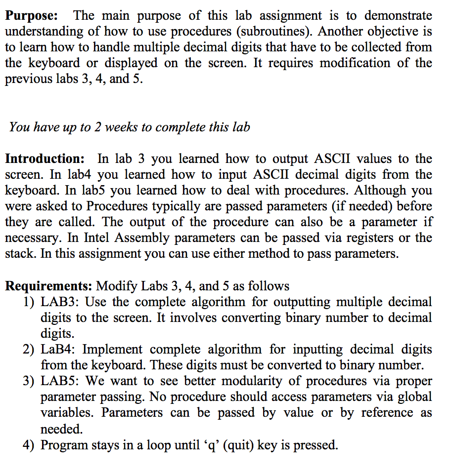 Purpose: The main purpose of this lab assignment is | Chegg.com