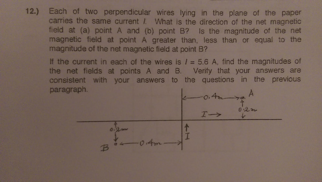 Solved Each of two perpendicular wires lying in the plane of | Chegg.com