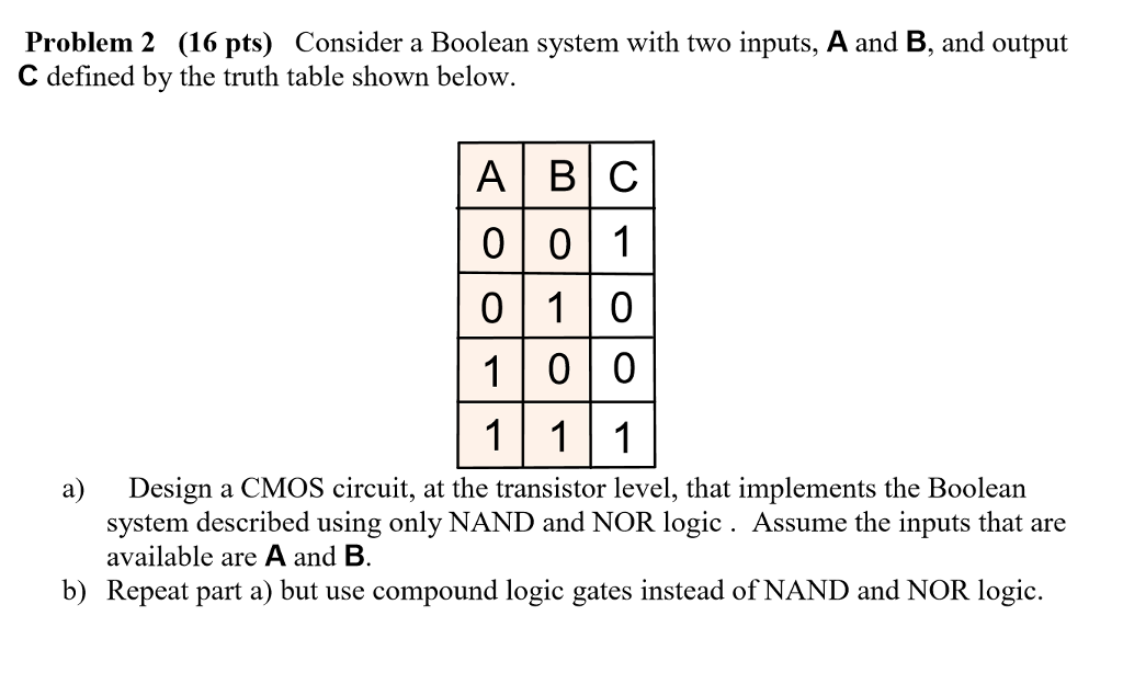 Solved Problem 2 (16 pts) Consider a Boolean system with two | Chegg.com