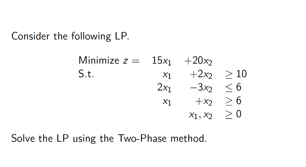 Solved Consider the following LP. Minimize z = S.t 15x1-20x2 | Chegg.com