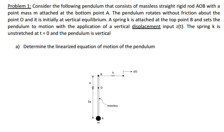 Solved Consider the following pendulum that consists of | Chegg.com