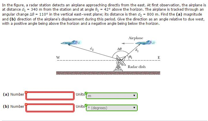 Solved In the figure, a radar station detects an airplane | Chegg.com