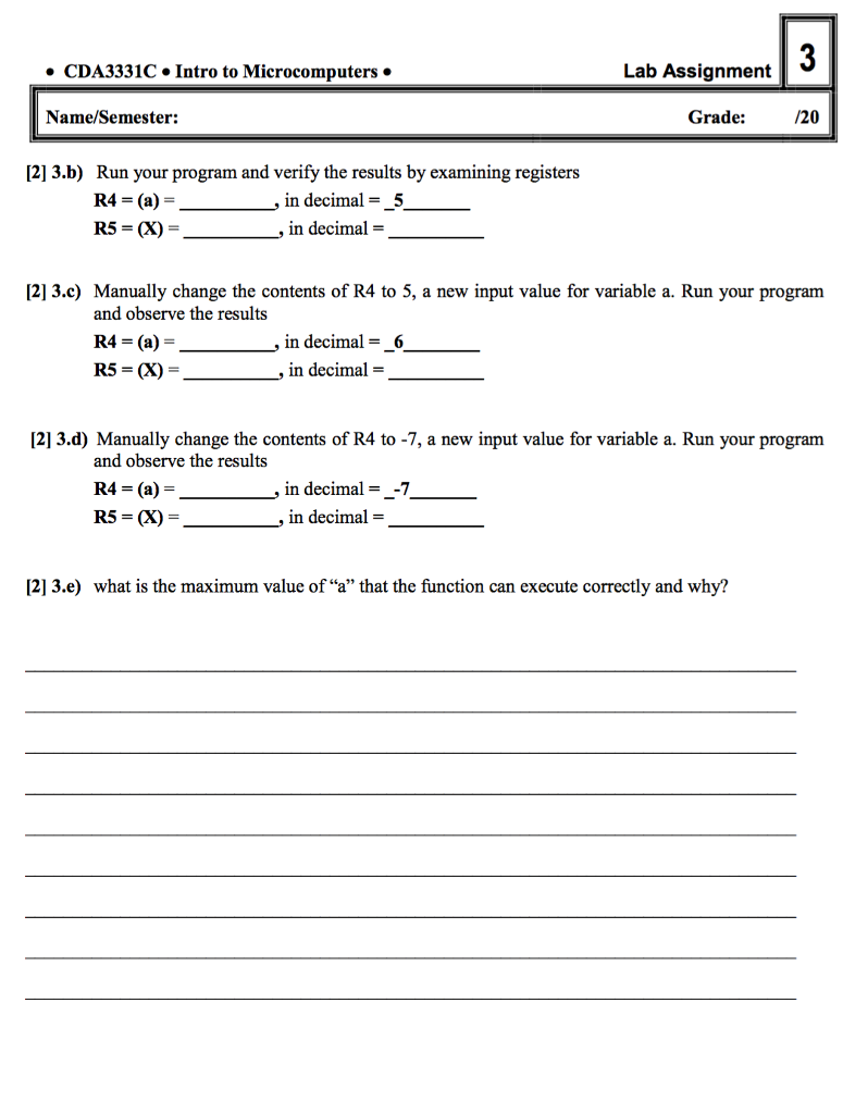 Solved 3 Cda3331c Intro To Microcomputers Lab Assignment 