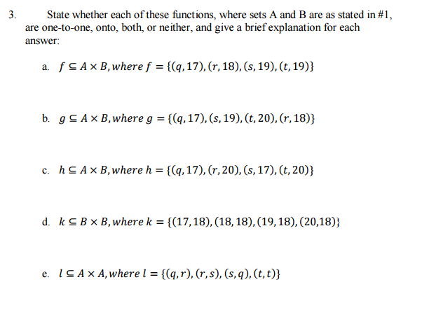 Solved State whether each of these functions, where sets A | Chegg.com