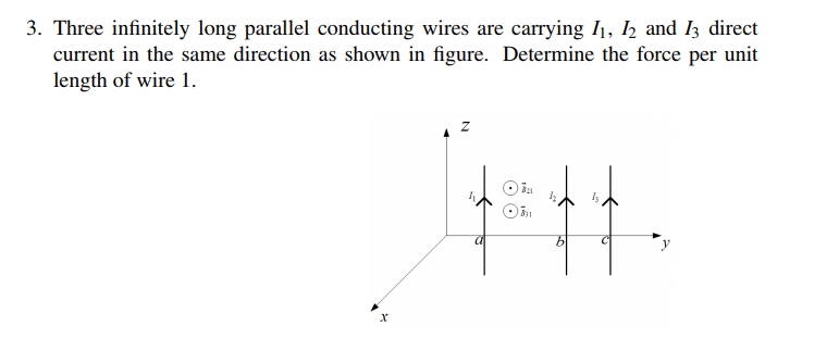 Solved Three infinitely long parallel conducting wires are | Chegg.com