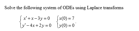 Solved Solve the following system of ODEs using Laplace | Chegg.com