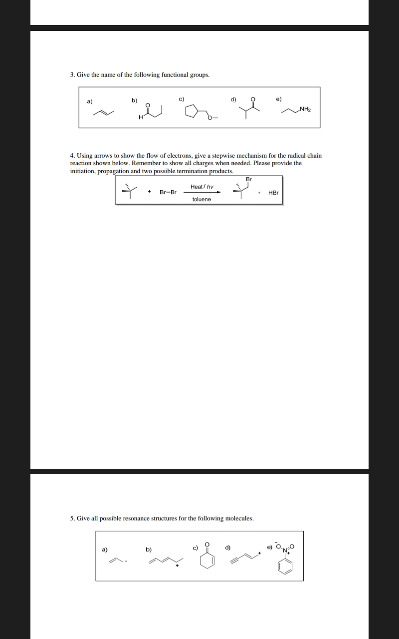 Solved Give the name of the following functional groups. | Chegg.com