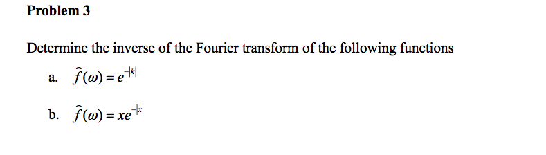 Solved Problem 3 Determine the inverse of the Fourier | Chegg.com