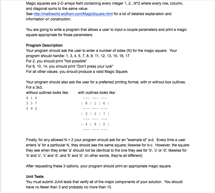 Solved Magic squares are 2-D arrays NxN containing every | Chegg.com
