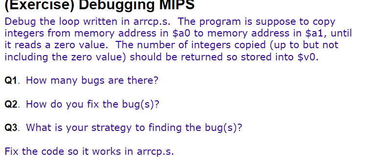 Solved Bug fix .file 1 "arrcopy.c" .globl | Chegg.com