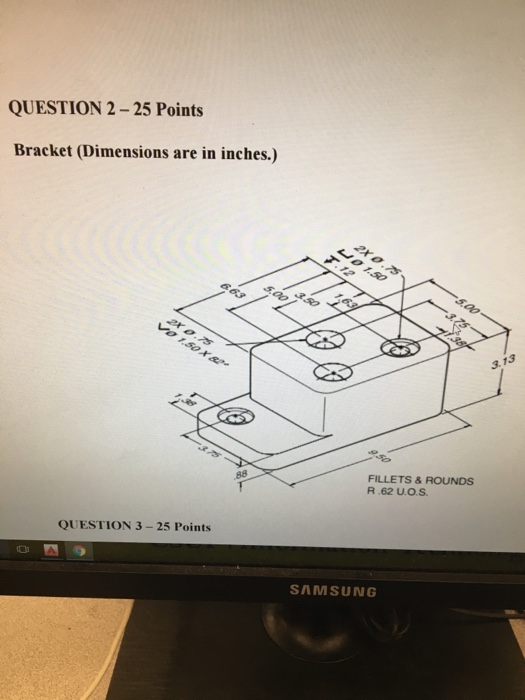 Bracket (Dimensions are in inches.) | Chegg.com