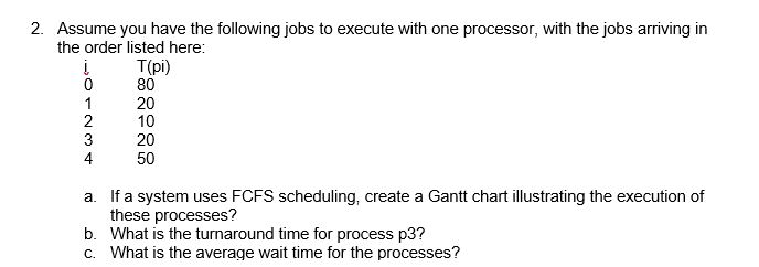 Solved 2. Assume you have the following jobs to execute with | Chegg.com