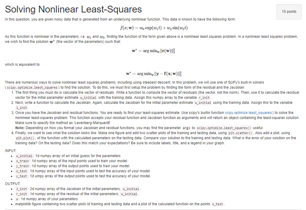 Solving Nonlinear Least-Squares 15 points In this | Chegg.com