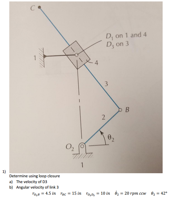 Solved Determine using loop closure a) The velocity of D3 | Chegg.com