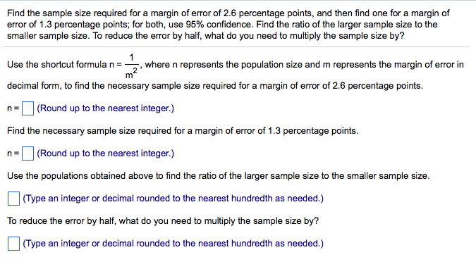 Solved Find the sample size required for a margin of error | Chegg.com