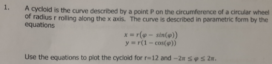 A cycloid is the curve described by a point P on the | Chegg.com