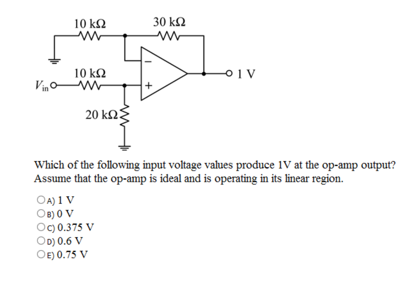 Solved Determine The Input Voltage Value That Produces 1v At