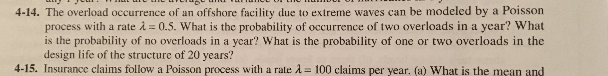 Solved 4-14. The overload occurrence of an offshore facility | Chegg.com