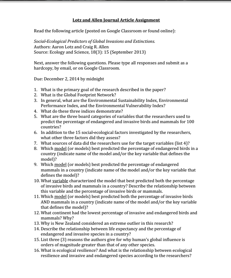 Solved Lotz and Allen Journal Article Assignment Read the | Chegg.com