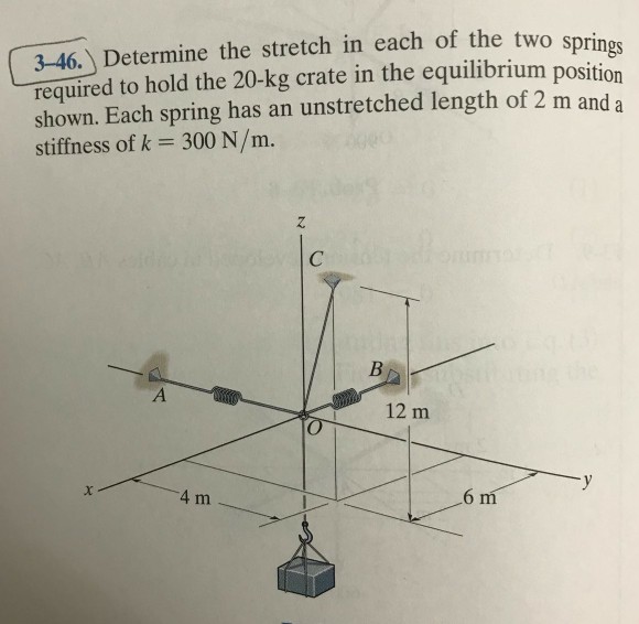 Solved 3-46. Determine the stretch in each of the two | Chegg.com