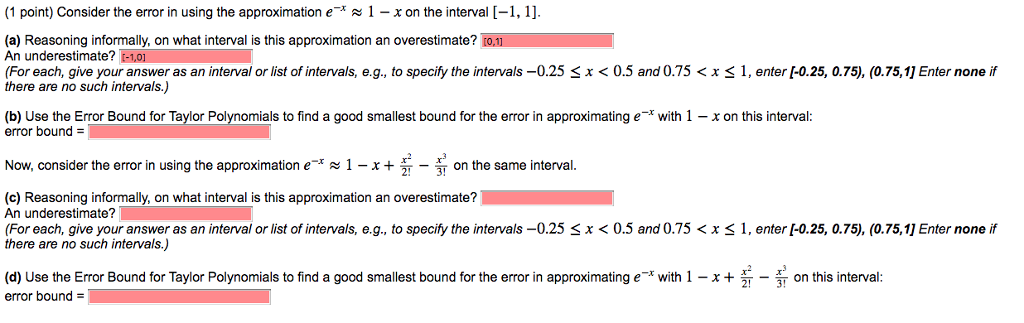 Solved (1 point) Consider the error in using the | Chegg.com