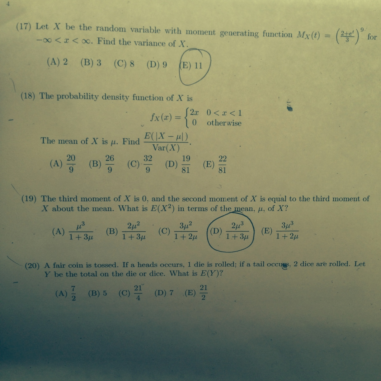 Solved Let X be the random variable with moment generating | Chegg.com
