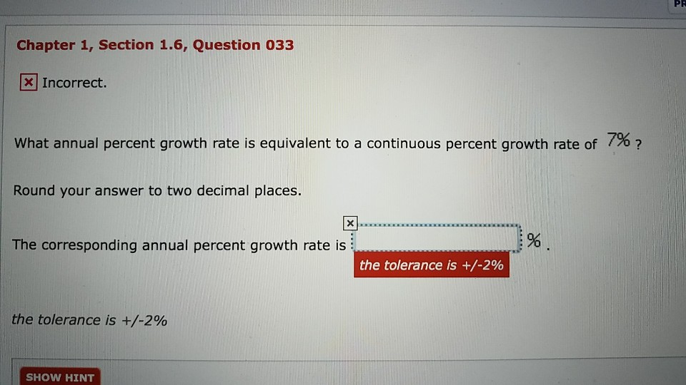 Solved What annual percent growth rate is equivalent to a | Chegg.com
