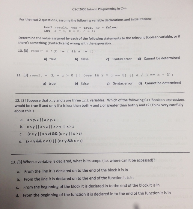 Solved ++ CSC 2050 Intro to Programming in C Assuming that | Chegg.com