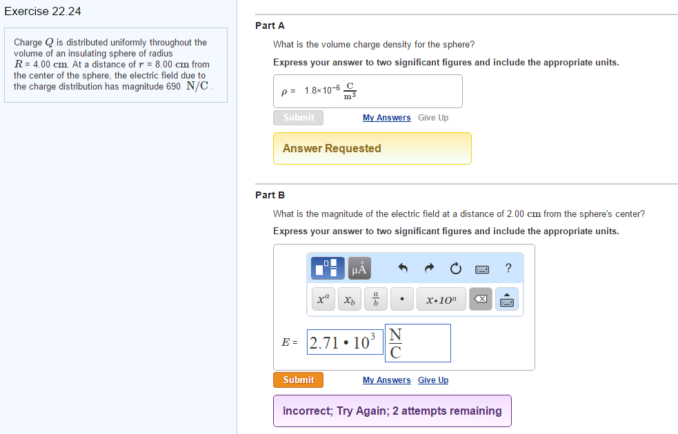 Solved Charge Q is distributed uniformly throughout the | Chegg.com