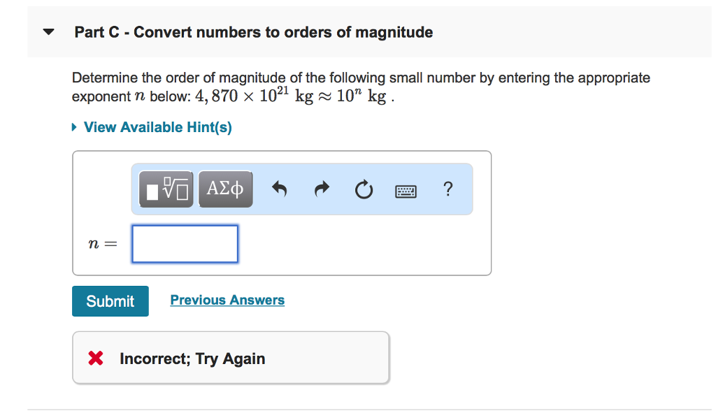 Solved Part C-Convert numbers to orders of magnitude | Chegg.com
