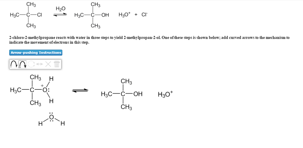 Solved 2-chloro-2-methylpropane reacts with water in three | Chegg.com