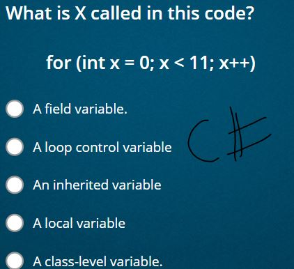 Solved What is X called in this code? for (int x 0; x