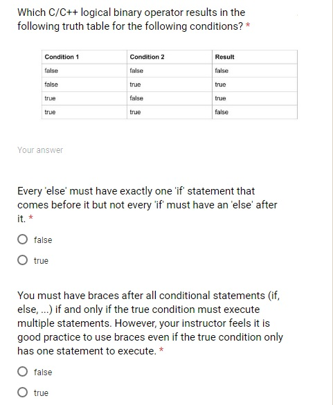 Solved Which C/C++ logical binary operator results in the | Chegg.com