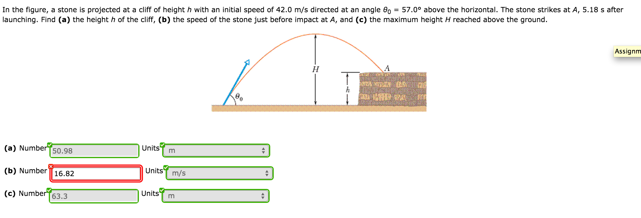 Solved In the figure, a stone is projected at a cliff of | Chegg.com